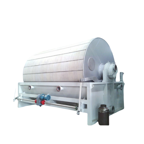 How is the vacuum drum filter used in the sugar making process?