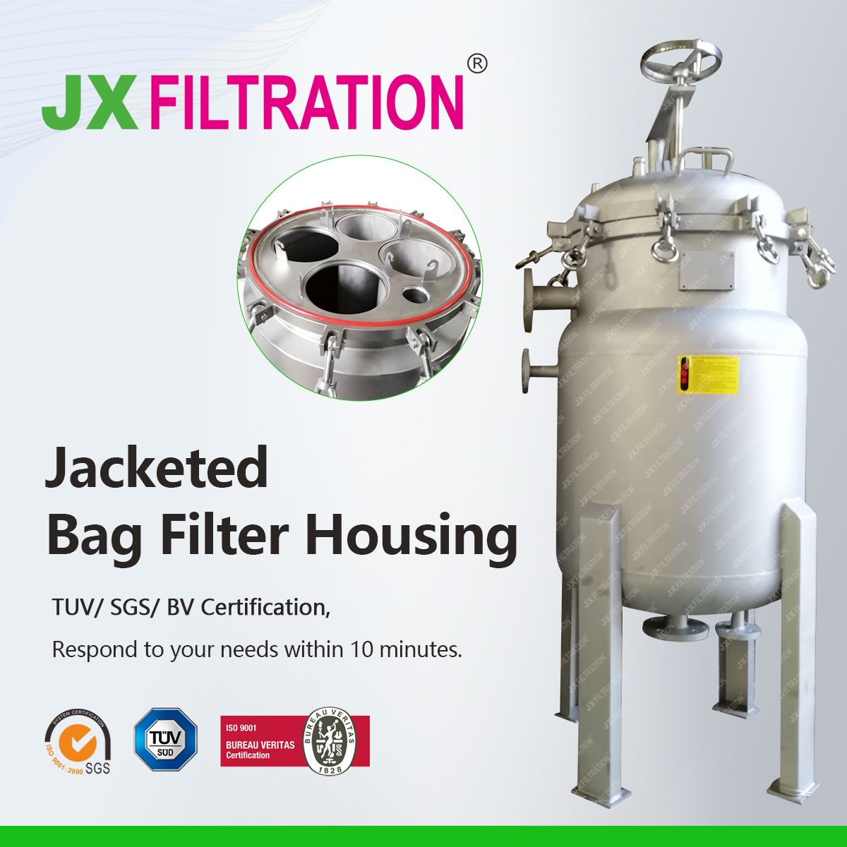 Jacketed Bag Filter Housing for Chemical Industry - Filtration Equipment